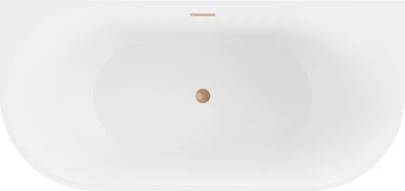Mexen Oval volně stojící vana u stěny 160 x 80 cm, bílá/černá, přepad měď kartáčovaná - 52671608075-65