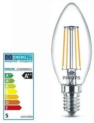 Philips ND6,5-60W-B35 LED žárovka Philips FILAMENT svíčka E14 6,5W