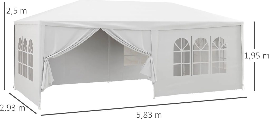 Outsunny Zahradní Stan 6x3 m Odnímatelný Zahradní Altán se 4 Okny a 2 Zipovými Dveřmi, 6 Bočními Stěnami a Voděodolným Pavilonem pro Terasu, Patio a …