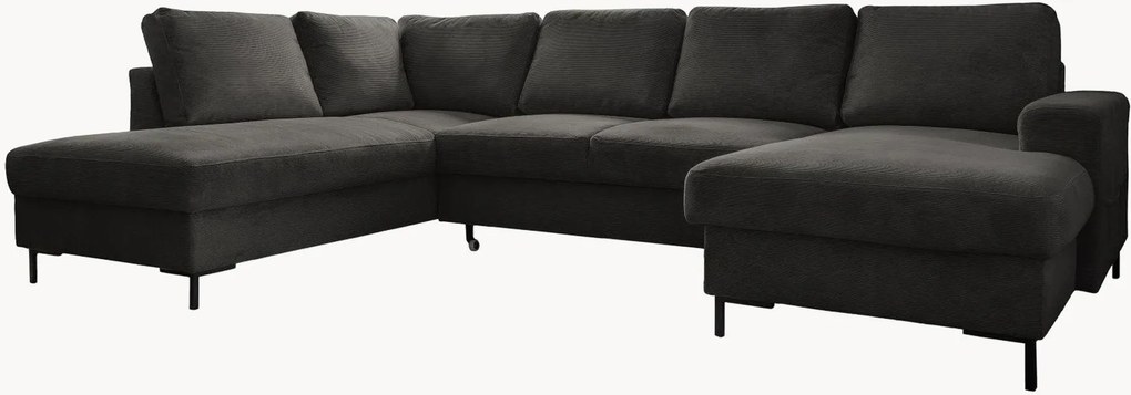Panoramatická rohová rozkládací pohovka z manšestru Lofty Lilly, 8místná