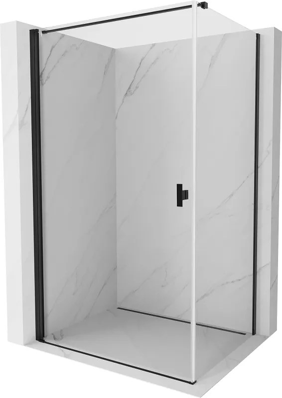 Mexen Mist-B, 1-křídlý ​​výklopný sprchový kout 80 x 90 cm, čiré sklo, černý profil, 8A2T-080-090-70-00