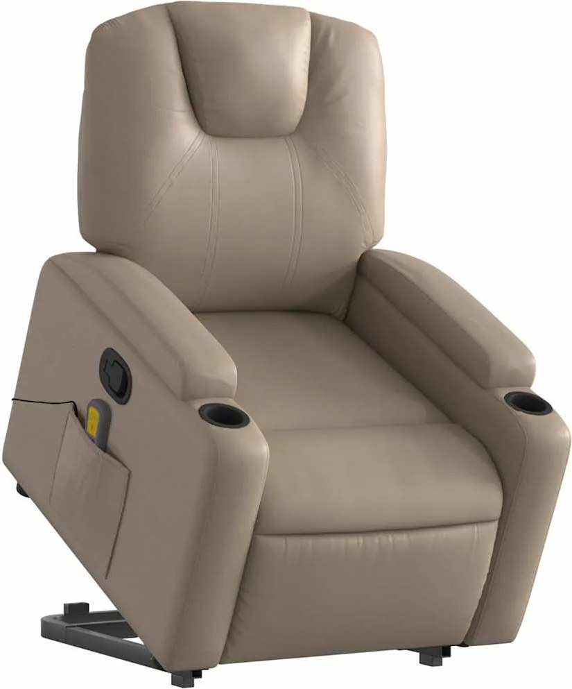 Zvedací masážní polohovací křeslo cappuccino umělá kůže 3204443