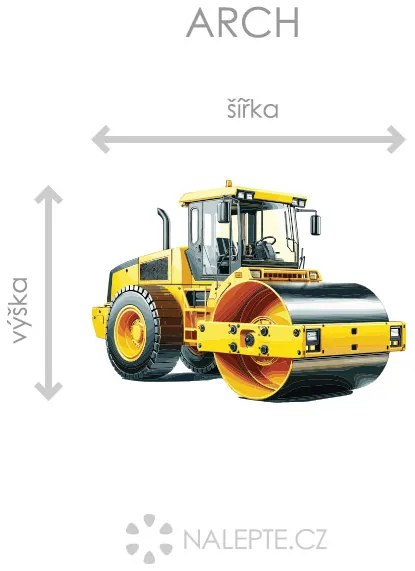 Silniční válec textilní přelepitelná samolepka na zeď arch 45 x 32 cm