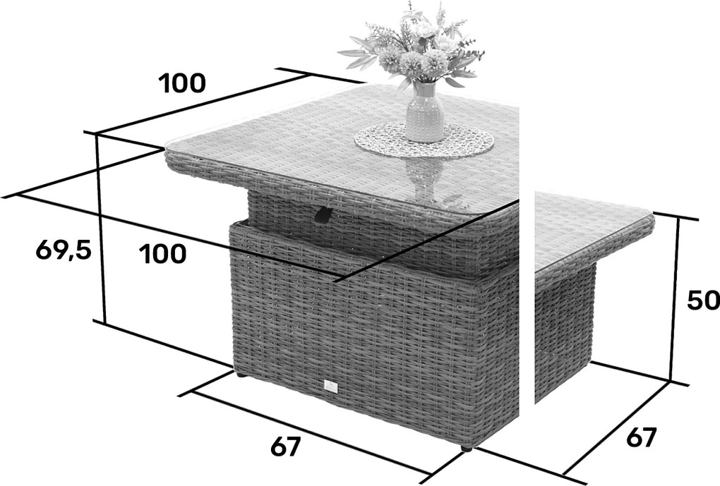 DEOKORK Ratanová variabilní sestava MALIBU  pro 6 osob (cappuccino)