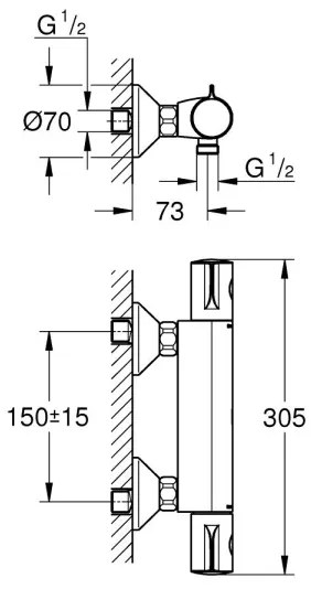 GROHE 34558000 - Termostatická sprchová baterie GROHTHERM 800 DN 15 lesklý chrom