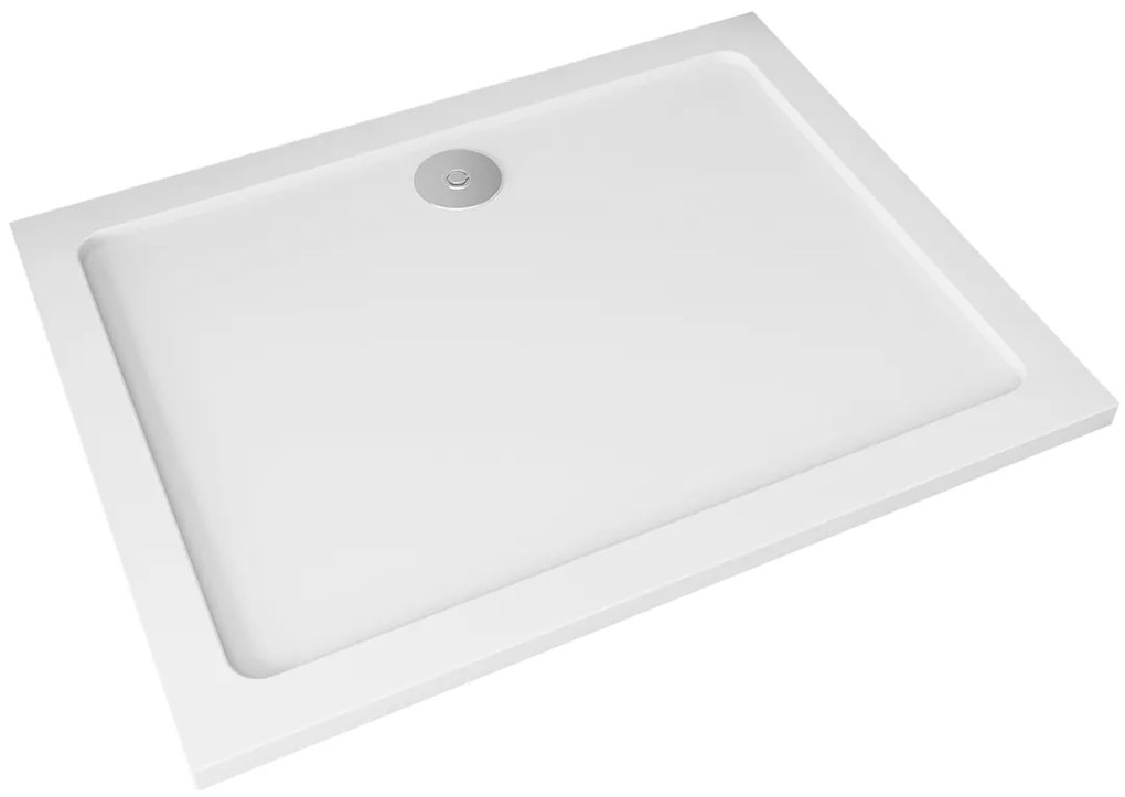 Cerano Piato, obdélníková sprchová vanička z litého mramoru 90x80x3 cm, bílá, CER-CER-GSR8090