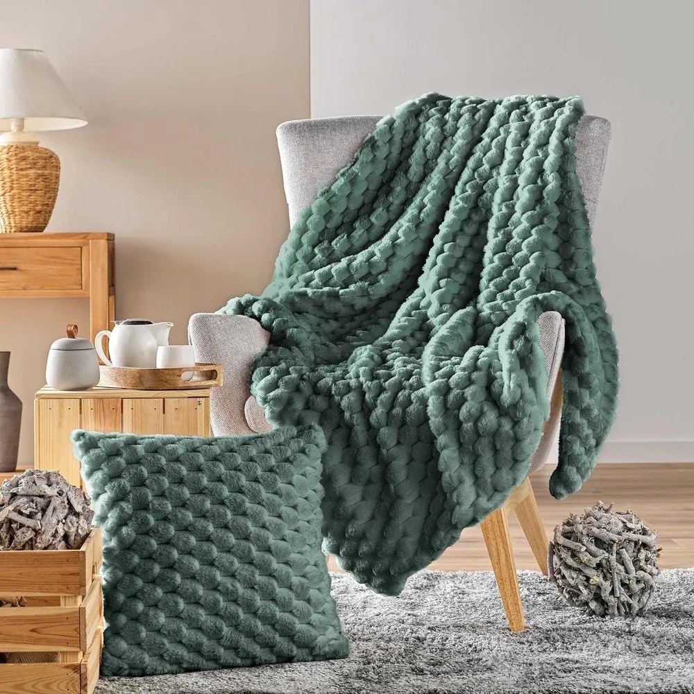 Zelená deka z mikroplyše 220x240 cm Frosty – douceur d'intérieur