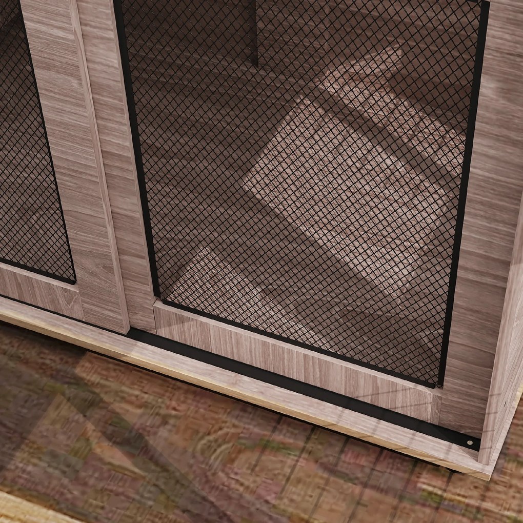 Přepravka pro psy, přepravní box pro psy, ústupový box pro domácí zvířata, uzamykatelné dveře, 98 x 60 x 78 cm, světle hnědá barva