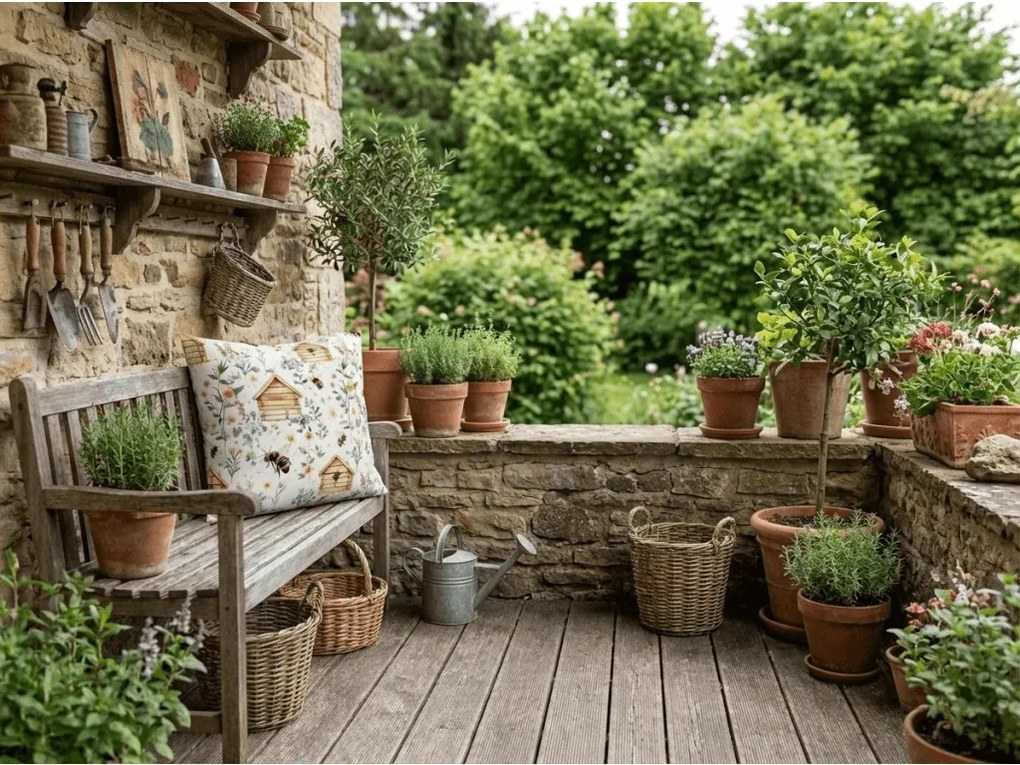 Bavlněný povlak na polštář WOODEN HOUSES POLY 45x45 cm, barevný