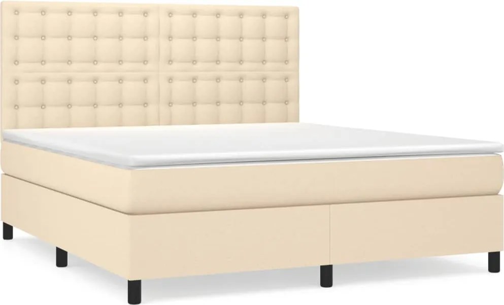 Box spring postel s matrací krémová 180x200 cm textil 3142118