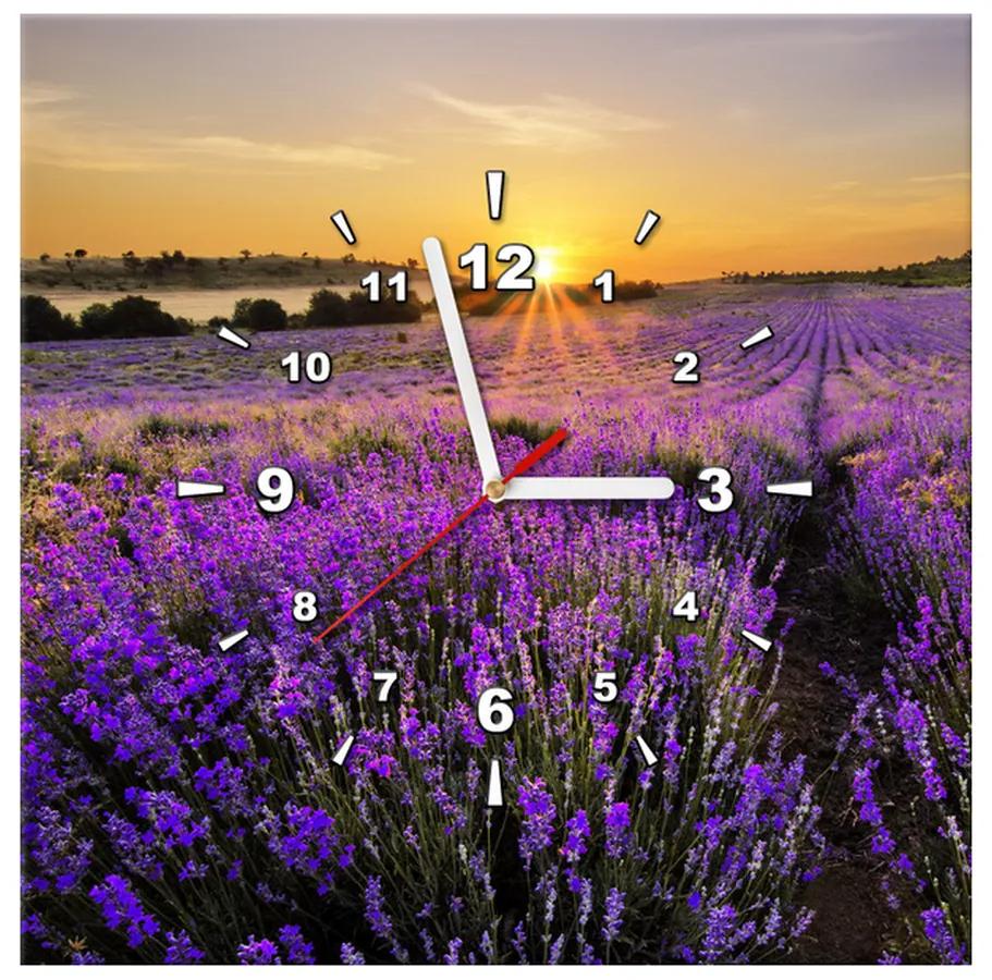 Gario Obraz s hodinami Levandulové pole Rozměry: 30 x 30 cm