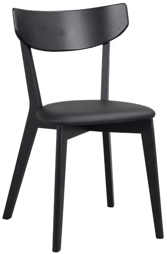 DNYMARIANNE -25% Černá jasanová jídelní židle ROWICO AMI s koženkovým sedákem