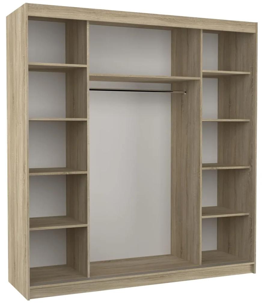 Šatní skříň s posuvnými dveřmi Megan - 200 cm Barva: Bílá
