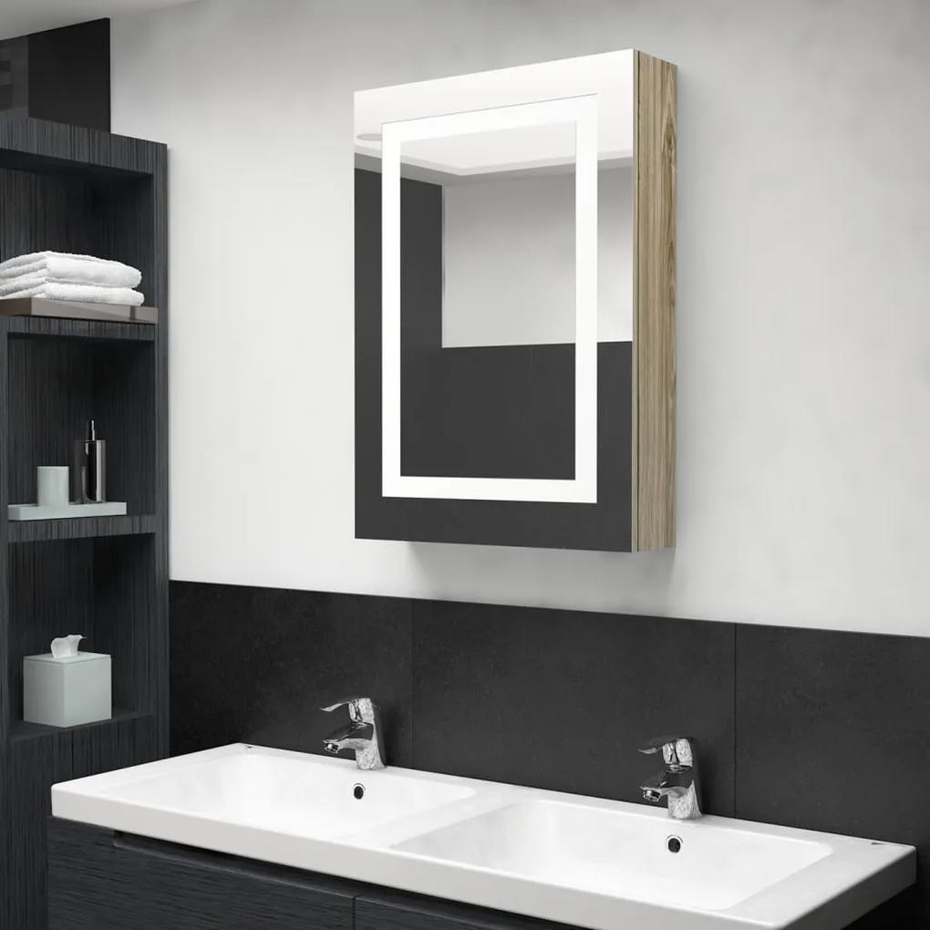 LED koupelnová skřínka se zrcadlem II - 50x13x70 cm | dub