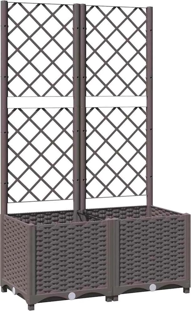 Zahradní truhlík s treláží hnědý 80 x 40 x 136 cm PP 318261