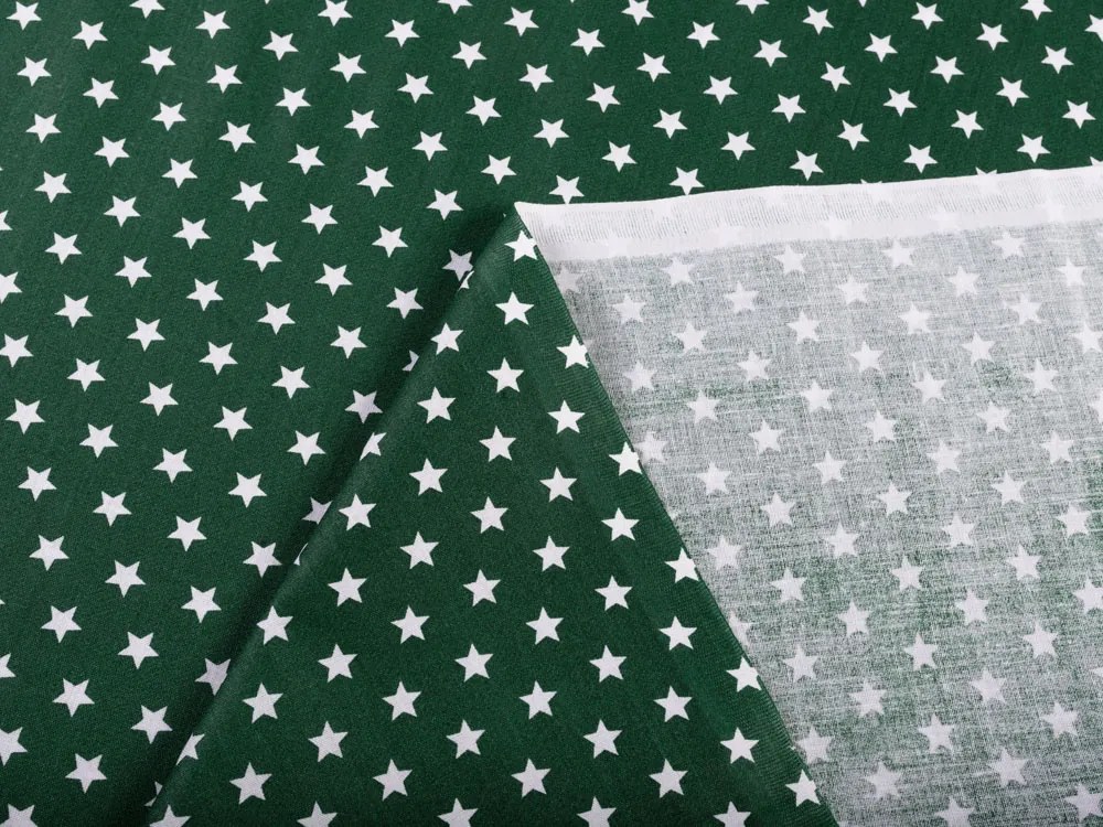 Biante Bavlněný závěs Sandra SA-350 Bílé hvězdičky na tmavě zeleném 130x250 cm
