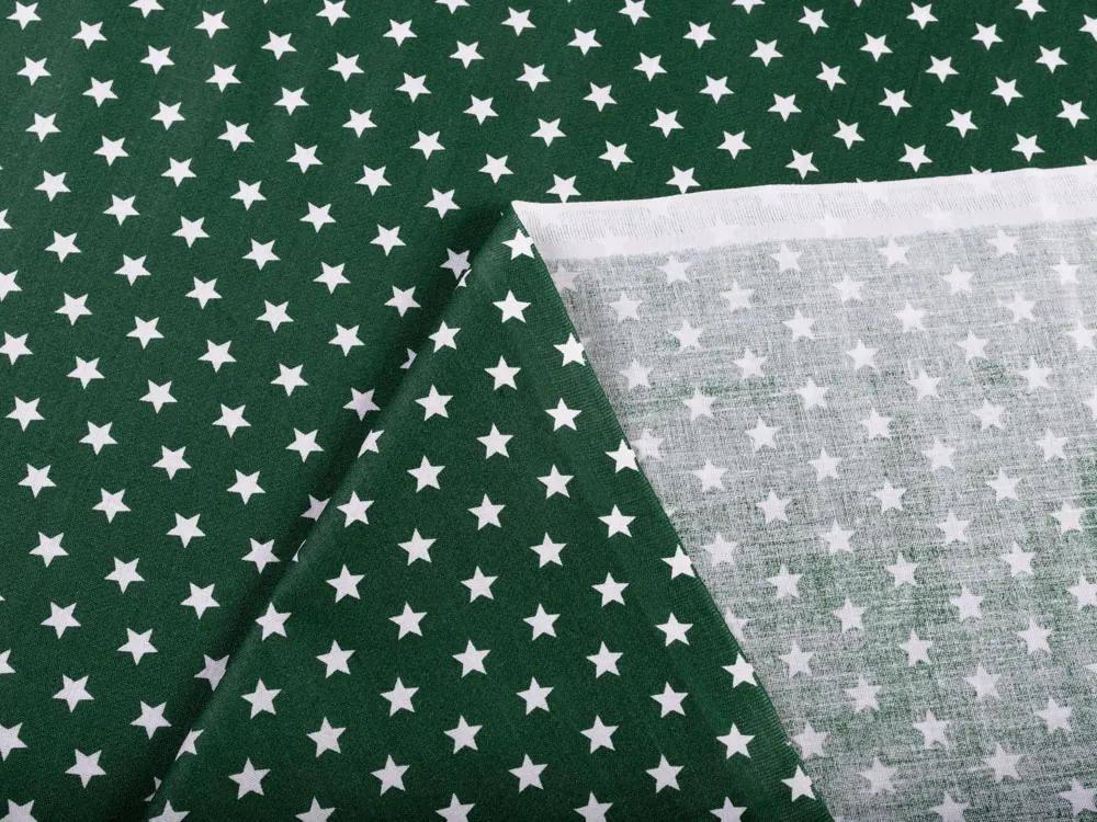 Biante Dětský bavlněný závěs Sandra SA-350 Bílé hvězdičky na tmavě zeleném 130x150 cm