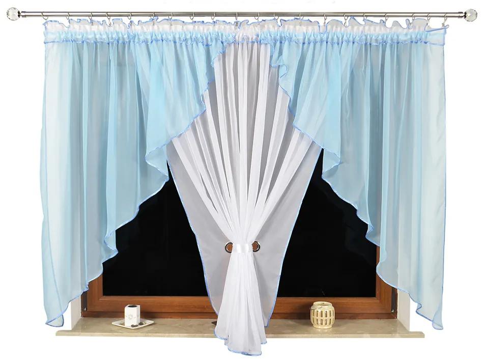 F.Tvoje  Hotová voálová záclona se dvěma úkosy Nora 150x400cm Barva: Modrá, Rozměr: 400x150cm
