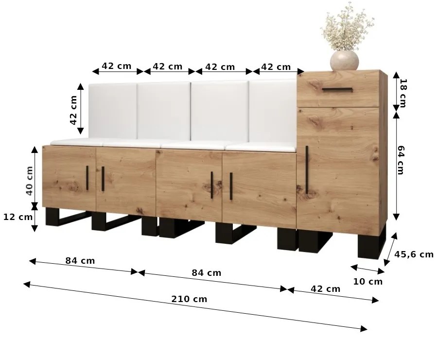 Předsíňová sestava RUMIE 17 - dub artisan, černé panely