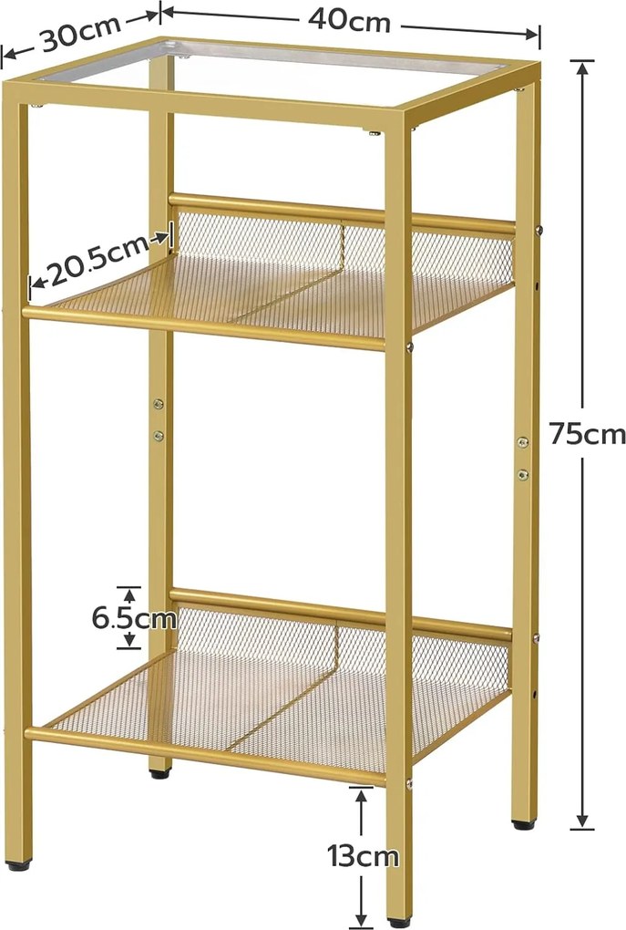 Odkládací stolek Vasagle Nortia 40 cm čirý/zlatý