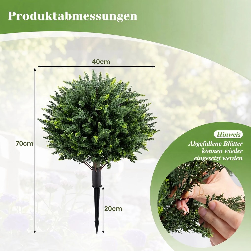 Costway Sada 2 umělých rostlin se zemním klasem 70 cm Umělý cypřiš vyrobený z PE