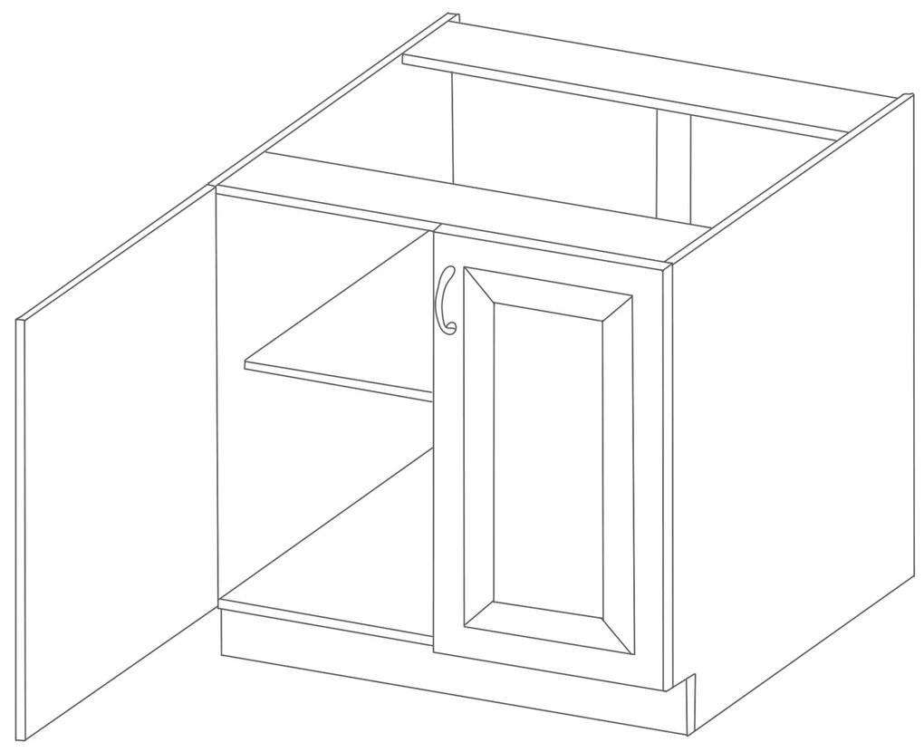Dolní dvoudveřová skříňka LAJLA - šířka 80 cm, šedá / bílá