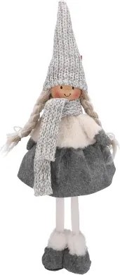 Vánoční figurka holčičky šedá / bílá 48 cm