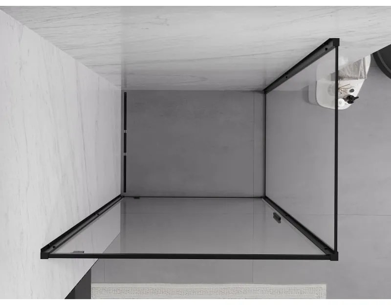 Mexen Exo, sprchový kout s křídlovými dveřmi 70 x 100 cm, 6mm čiré sklo, černý profil, 8181-070-100-70-00