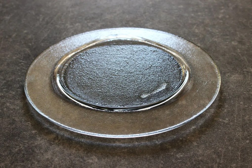 Kulatý servírovací tác čirý se šedým středem Průměr: 13cm