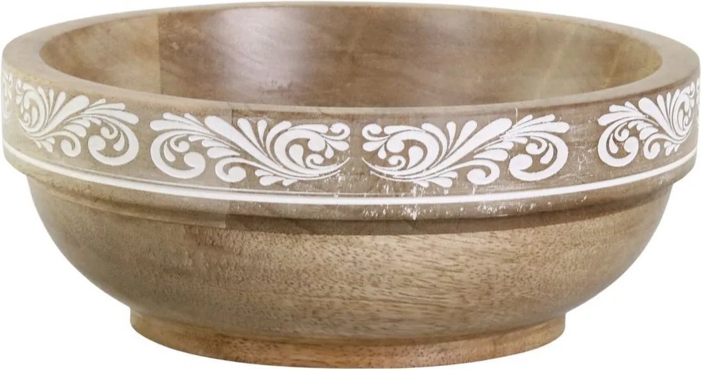 Dřevěná miska z mangového dřeva s řezbami Tours - Ø 20*9 cm / 900ml