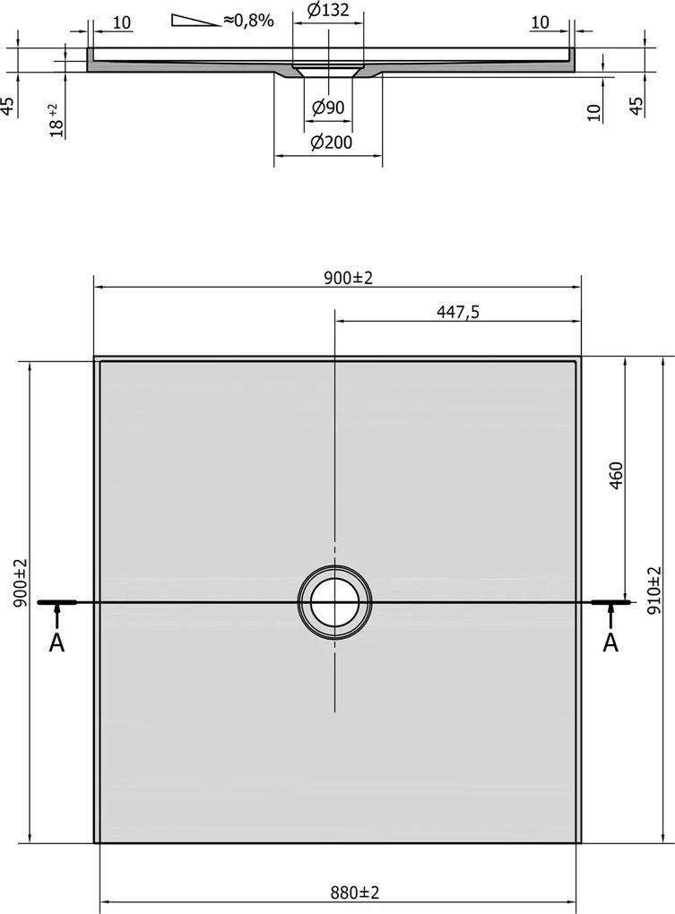 Polysan MIRAI 90 x 90 x 1,8 cm 73185 sprchová vanička do niky