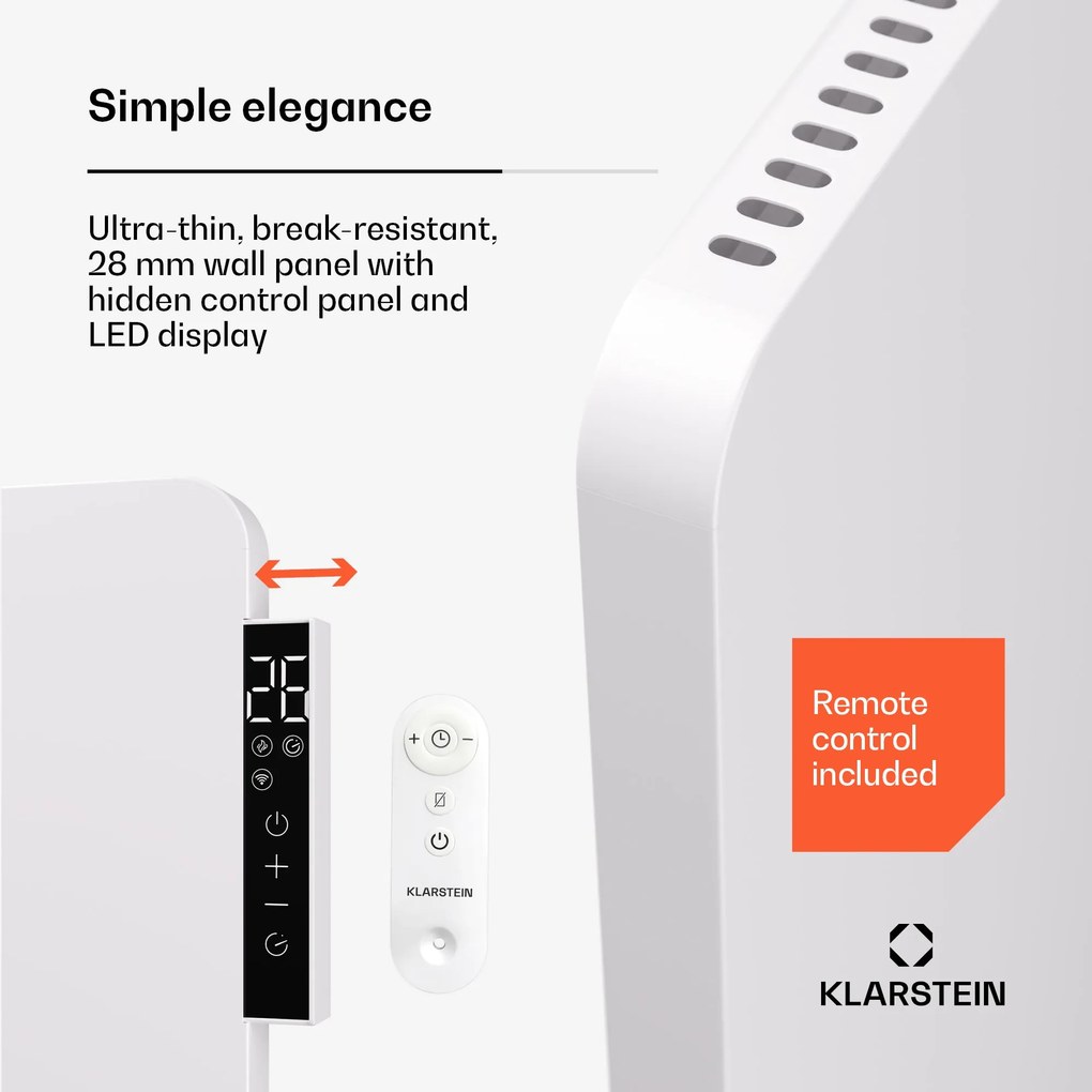 Klarstein Wonderbeam 650 Hybride infračervený ohřívač 60 x 84 cm 650 W týdenní časovač dálkové ovládání