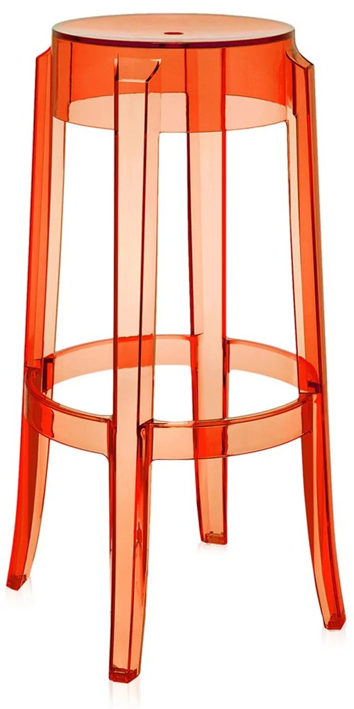 Kartell - Barová židle Charles Ghost vysoká, oranžová