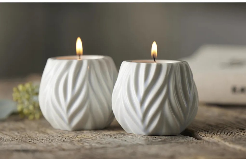 Morsø Porcelánový stojánek na čajovou svíčku Flame (sada 2 ks) White