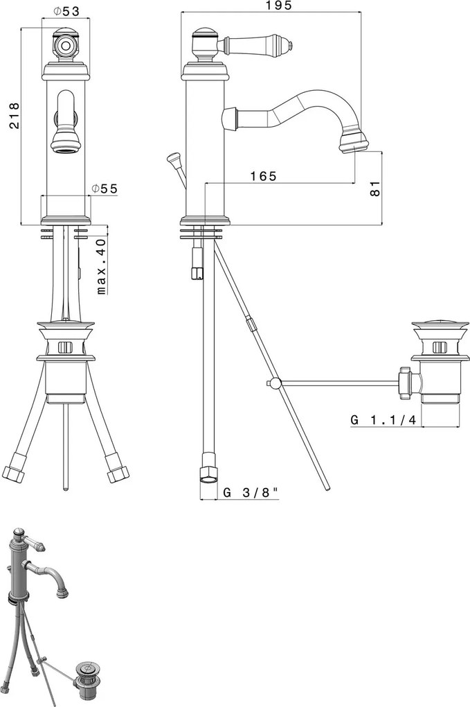 Sapho Vienna VO002 umyvadlová baterie stojánková páková