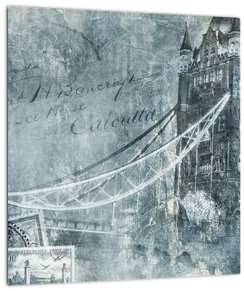 Obraz - Tower Bridge v chladných tónech (30x30 cm)