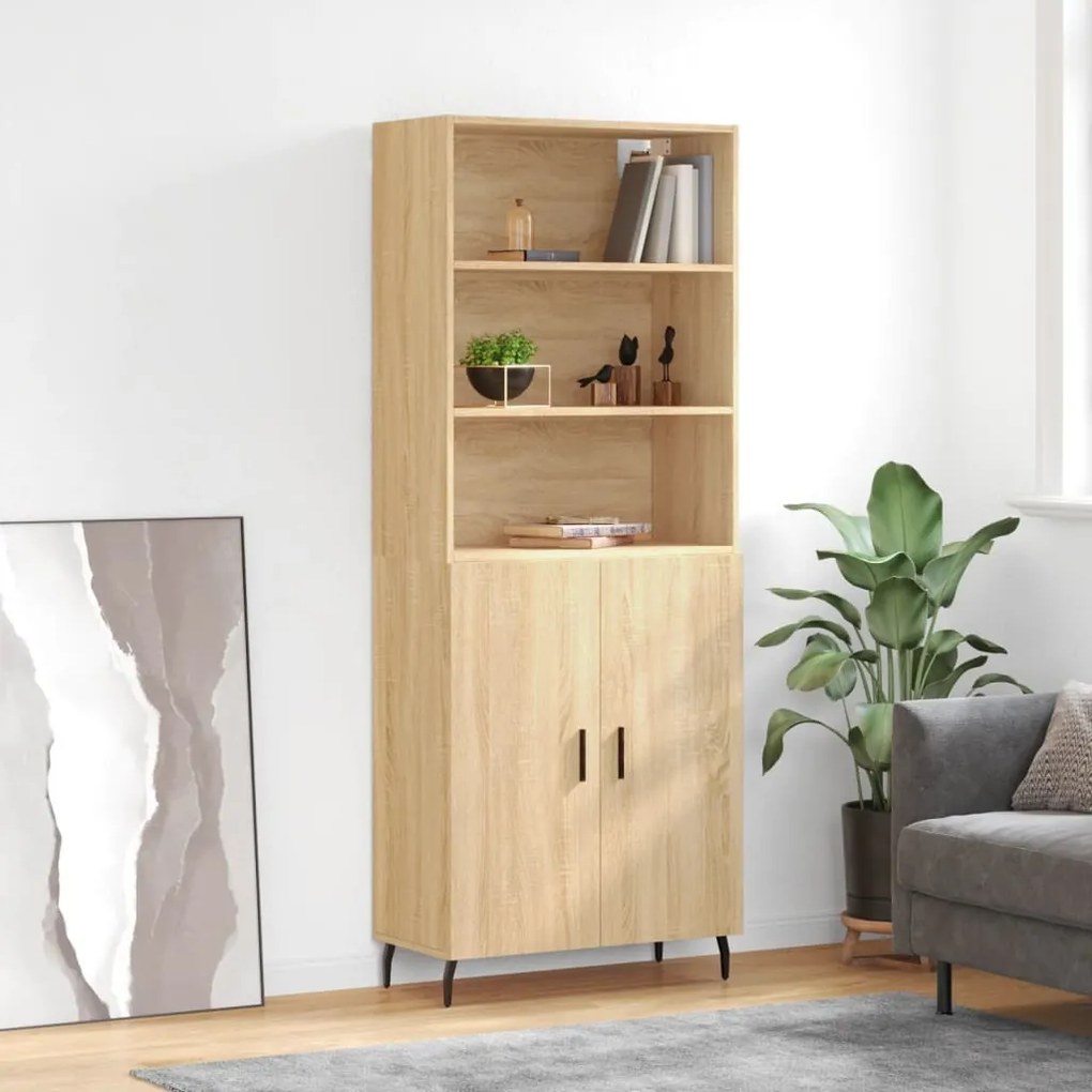 vidaXL Skříň highboard 69,5 x 34 x 180 cm kompozitní dřevo [3189272] Barva: Bílá