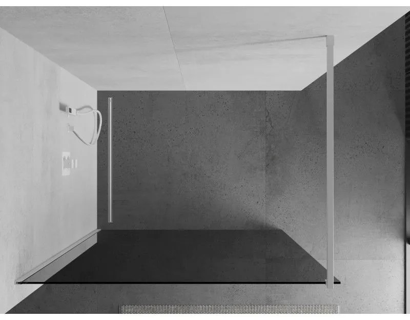 Mexen Kioto, Walk-In sprchová zástěna 70 x 200 cm, grafit 8 mm, bílý profil, 800-070-101-20-40