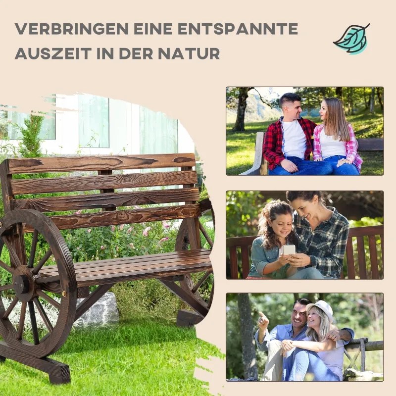 Zahradní designová lavice pro 2 osoby, dřevo masiv, tmavě hnědá, 105,5 x 56 x 79 cm 84B-183V00TN
