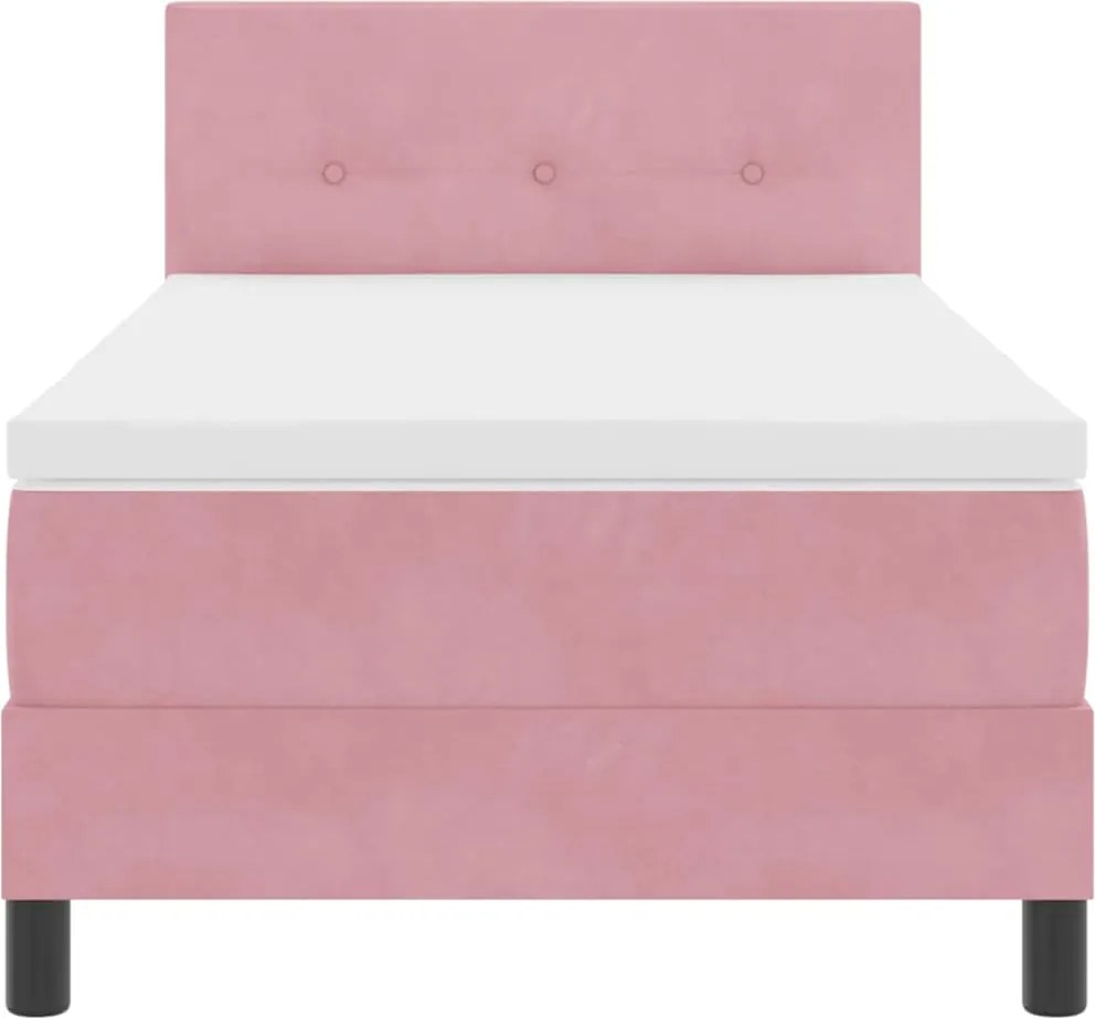 Postel s boxspringem s čelo Růžová 100 x 200 cm samet 3339157