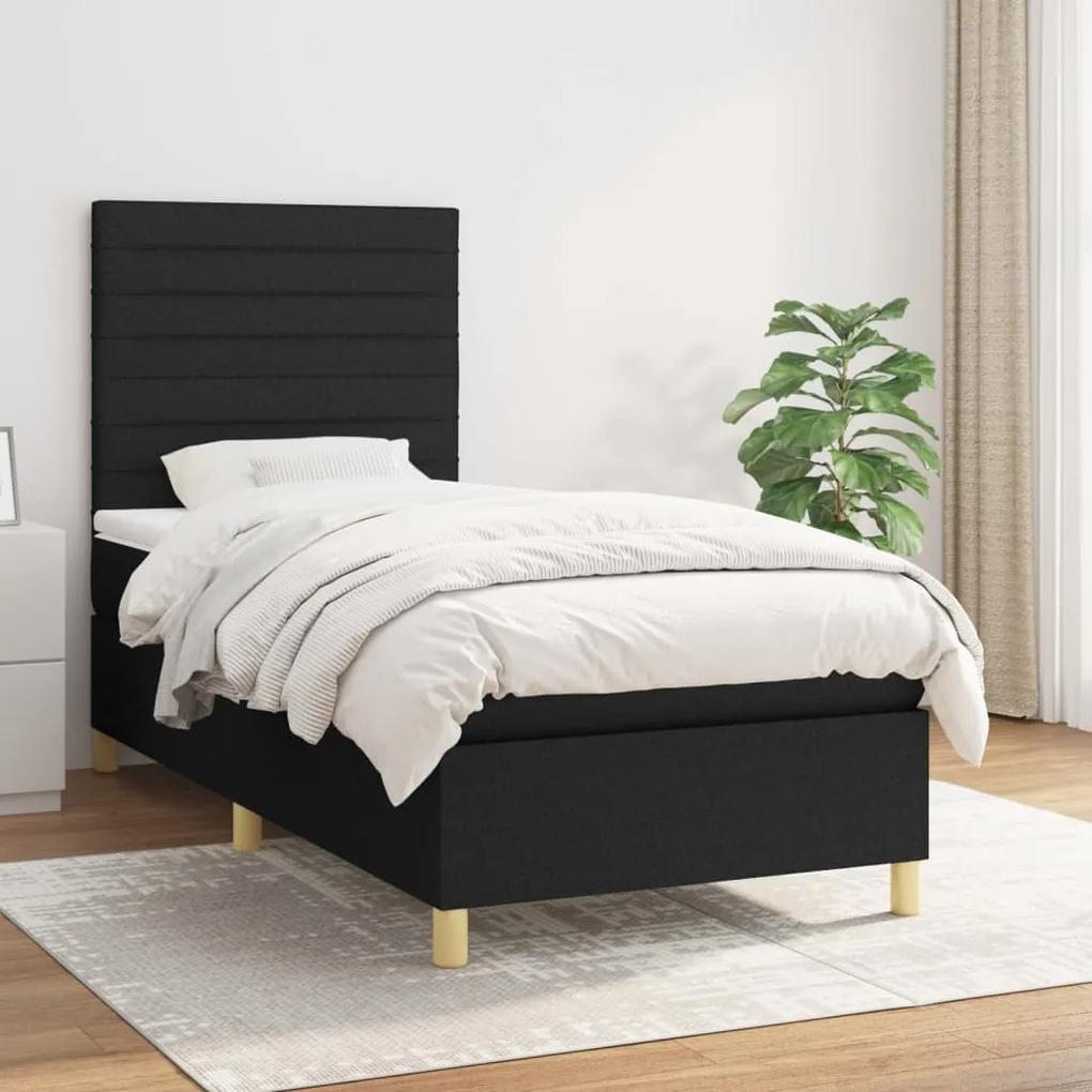 Box spring postel s matrací černá 90x190 cm textil,  3142379