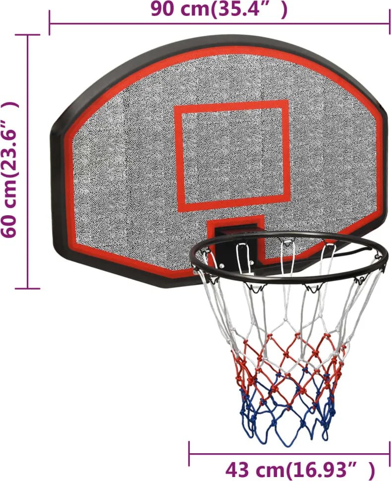 vidaXL Basketbalový koš 90x60x2 cm polyethylen [93666] Barva: Černá