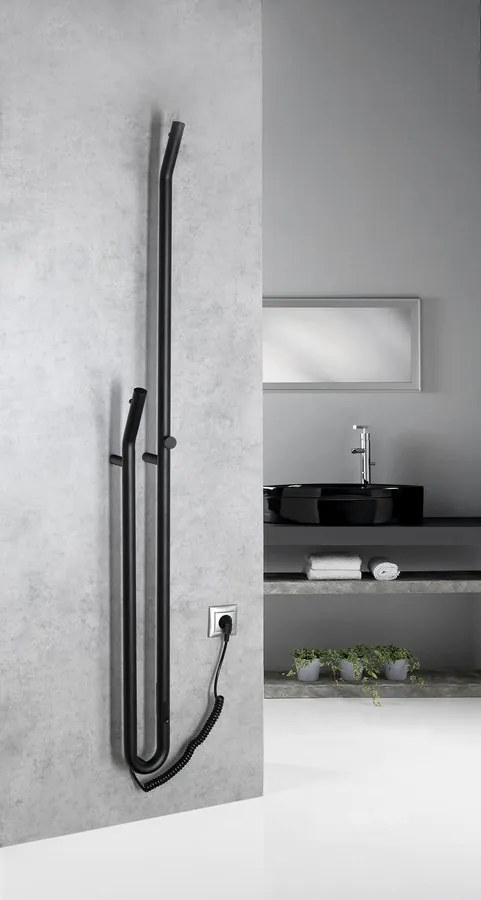 Sapho Sapho, DUOPASSO elektrický sušák ručníků s časovačem, 122x1700mm, 45 W, černá mat, ER330