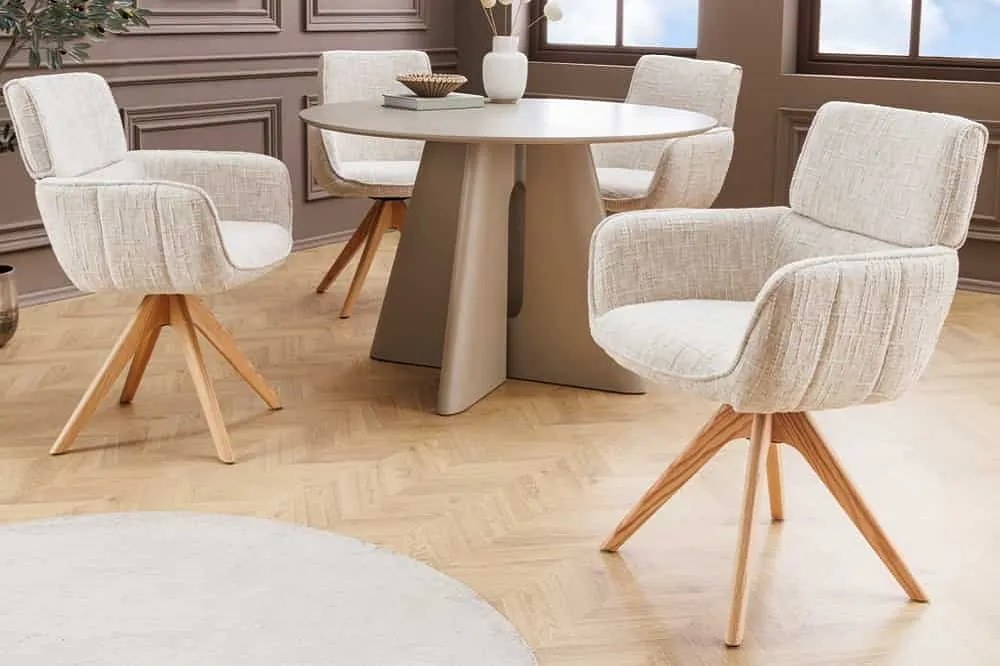 Designová otočná židle Parthenia béžová / dub