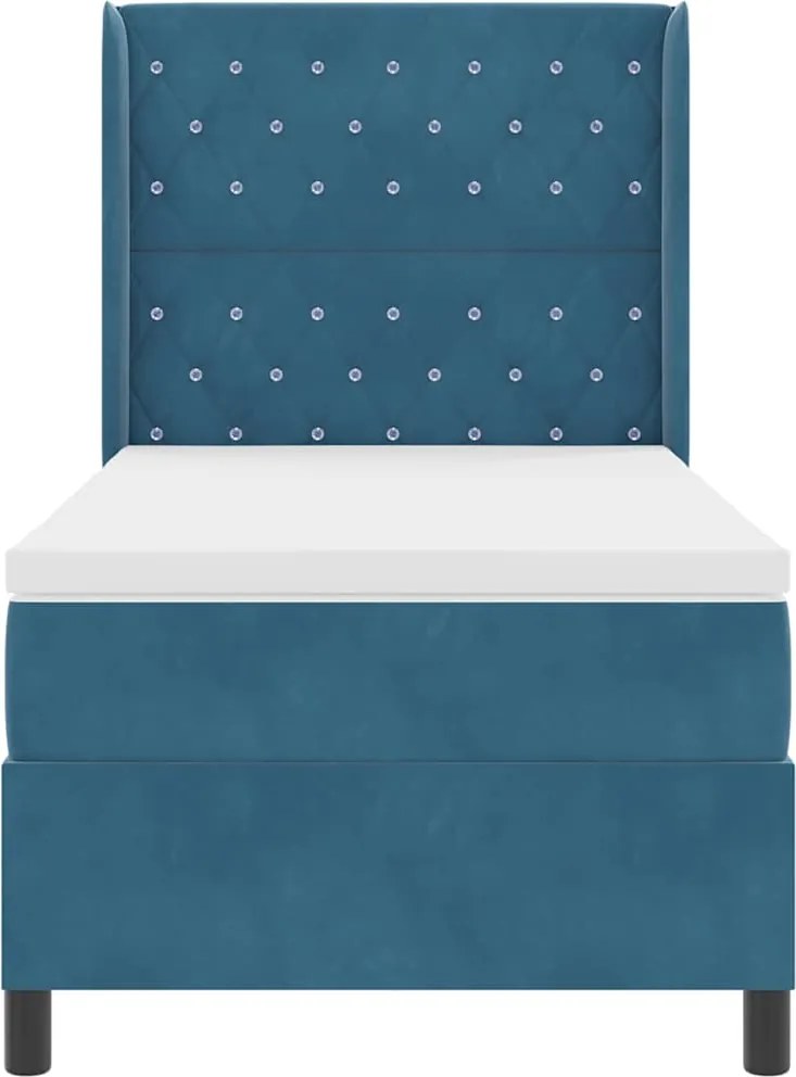 Postel s boxspringem s matrací s čelo Modrá 90 x 200 cm samet 3341940