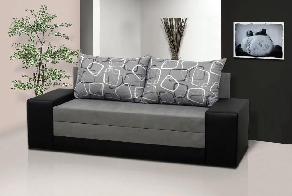 Rozkládací pohovka pro každodenní spaní Wiki 2 + stolek + taburety Barva:  eko černá/šedá | BIANO
