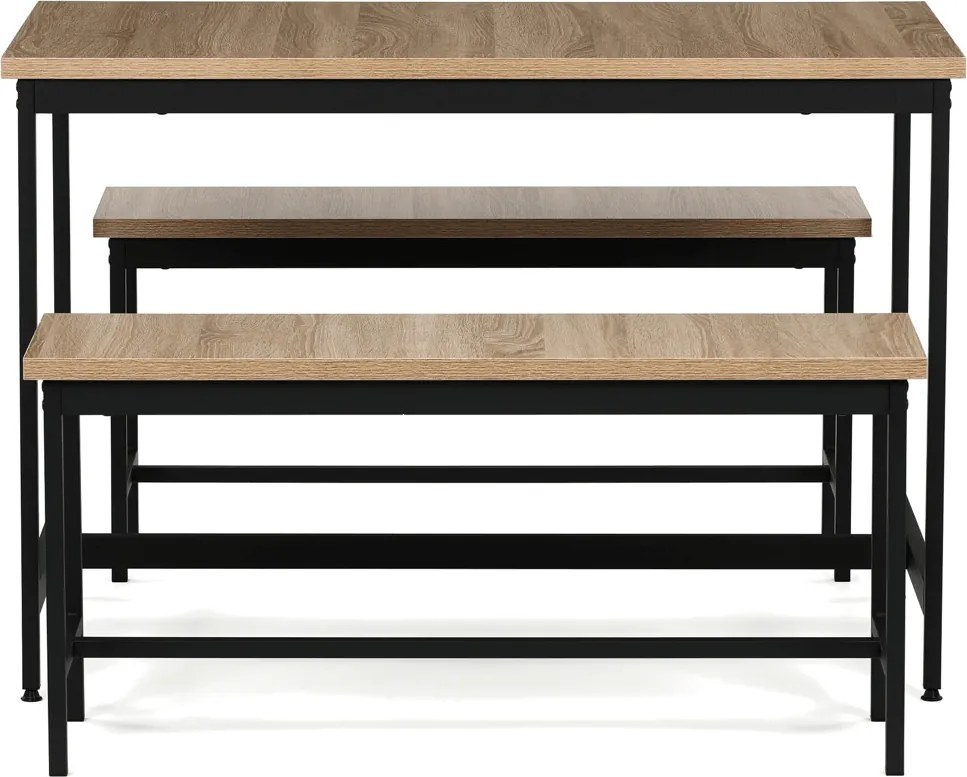 Jídelní set s 2 lavicemi, 110x60x75cm, mdf, dub, AUT-G1175 OAK