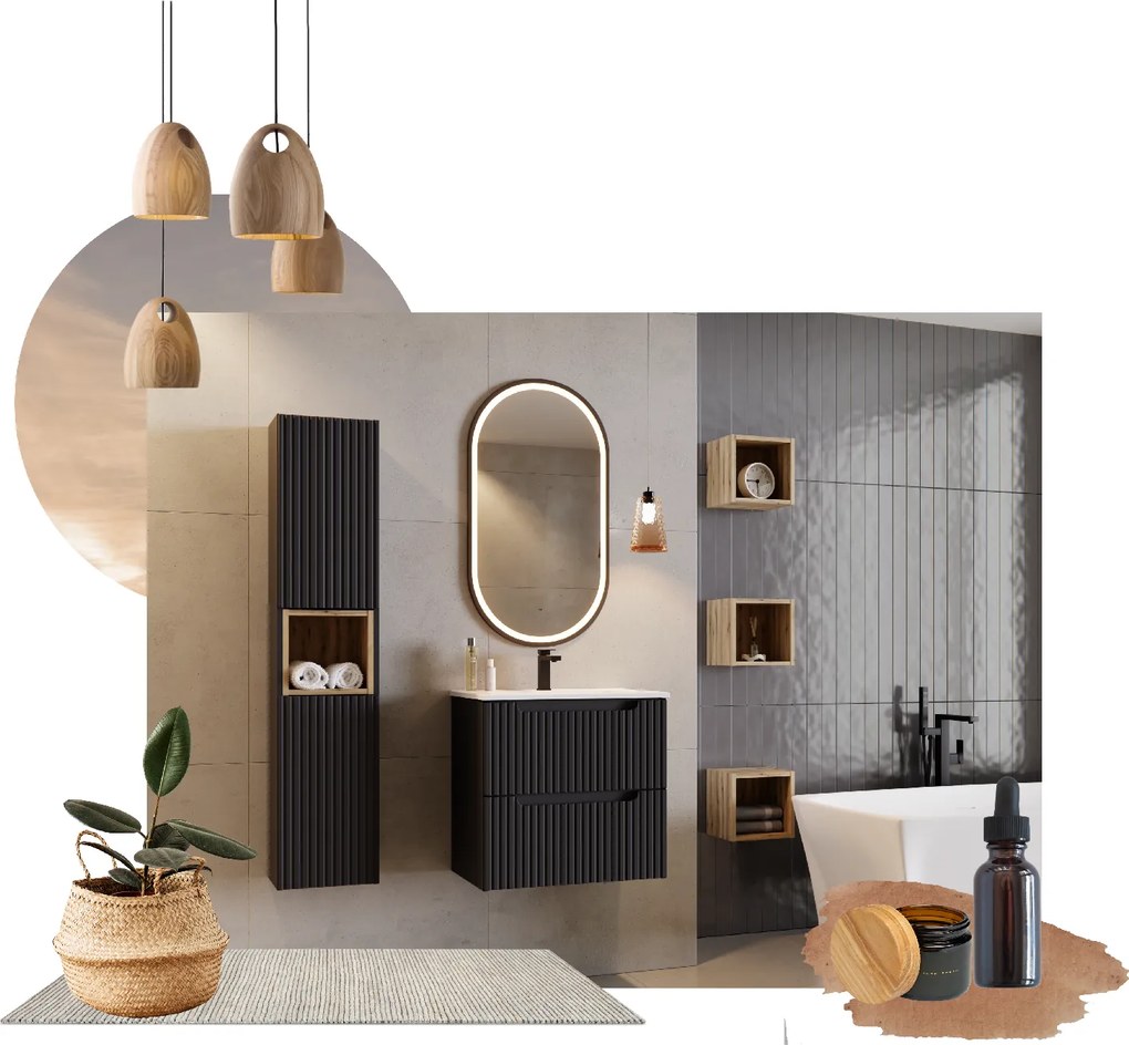Comad Koupelnová skříňka pod deskové umyvadlo SET-NOB B Oak Nova Black 80 černá/dub coast evoke