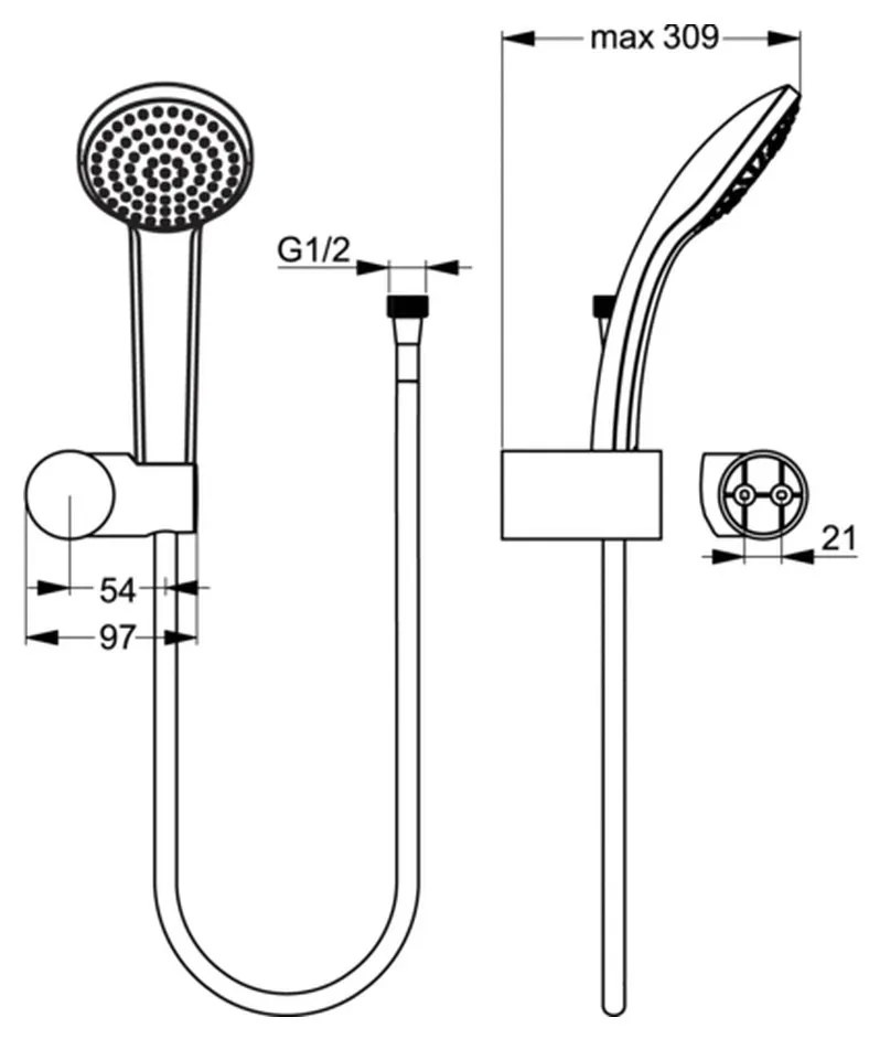 Ideal Standard Ideal Rain- Sprchový set M1 s 1-polohovou ruční sprchou Ø80 mm B9506AA