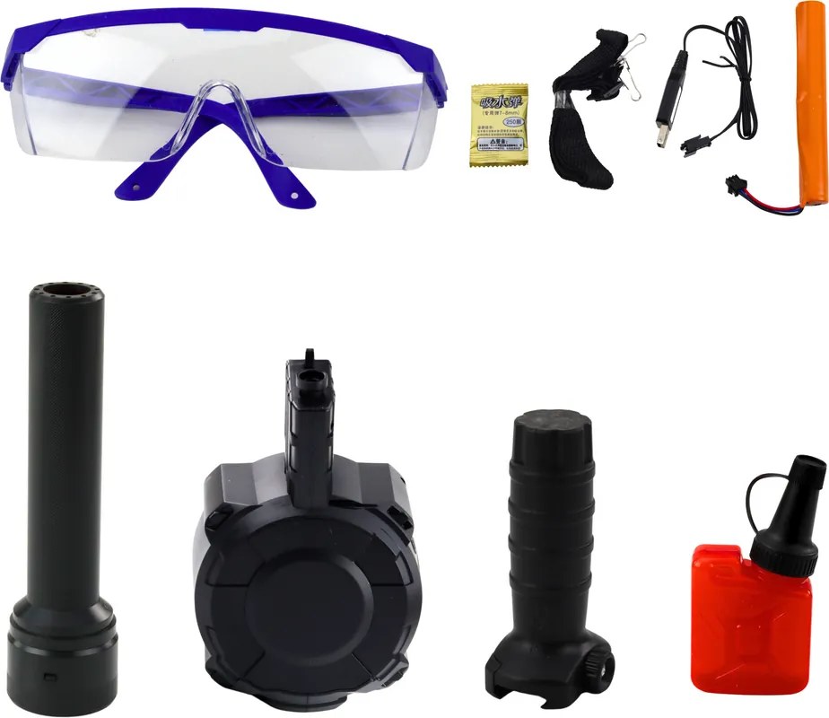 LEAN Toys Puška AK na vodní kuličky hydrogel s mířidlem a brýlemi 96 cm